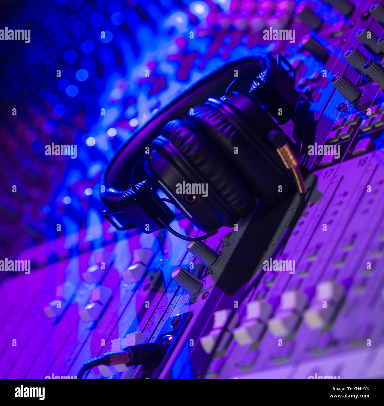 Dj mixer with headphones at a nightclub, music Stock Photo - Alamy