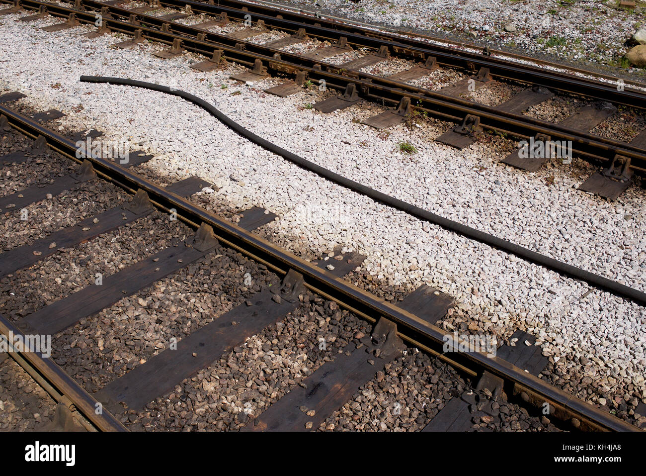 Detail of railway line and wooden sleepers Stock Photo - Alamy
