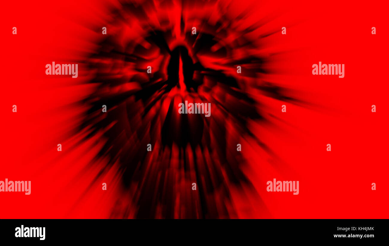 Angry red screaming ghoul vampire head. Illustration in genre of horror ...