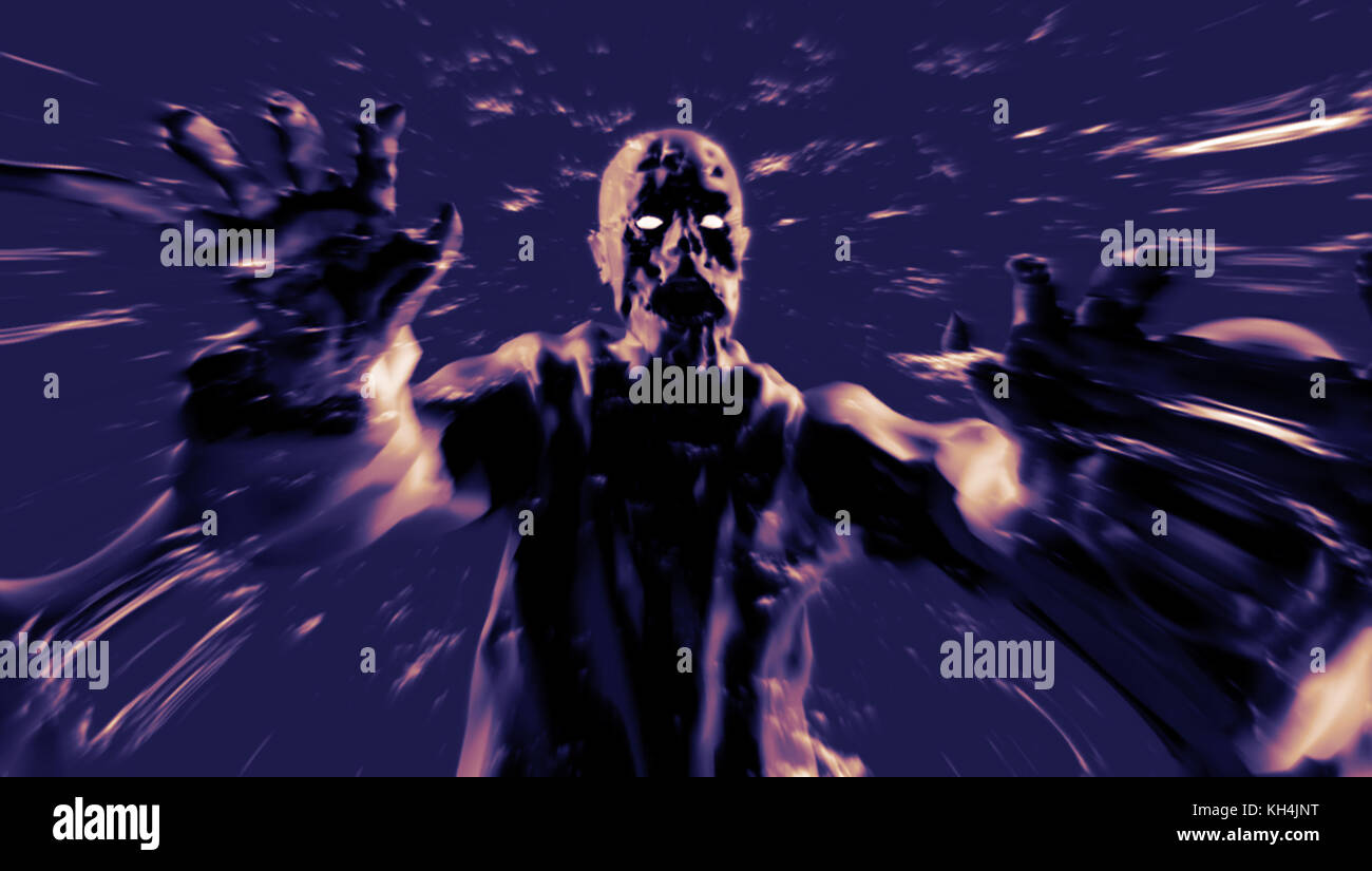 Demon attack with open arms. 3D illustration in genre of horror. Scary ...