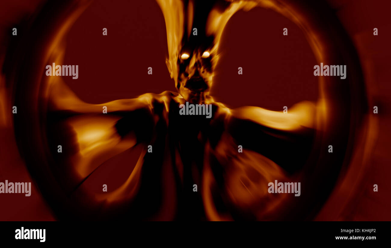 Anger fiery demon attack. 3D illustration in genre of horror. Scary ...