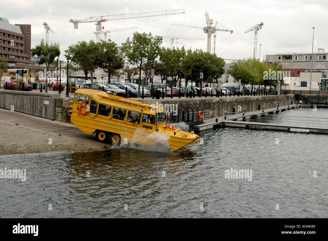 The yellow duckmarine bus attraction at Liverpool Stock Photo - Alamy