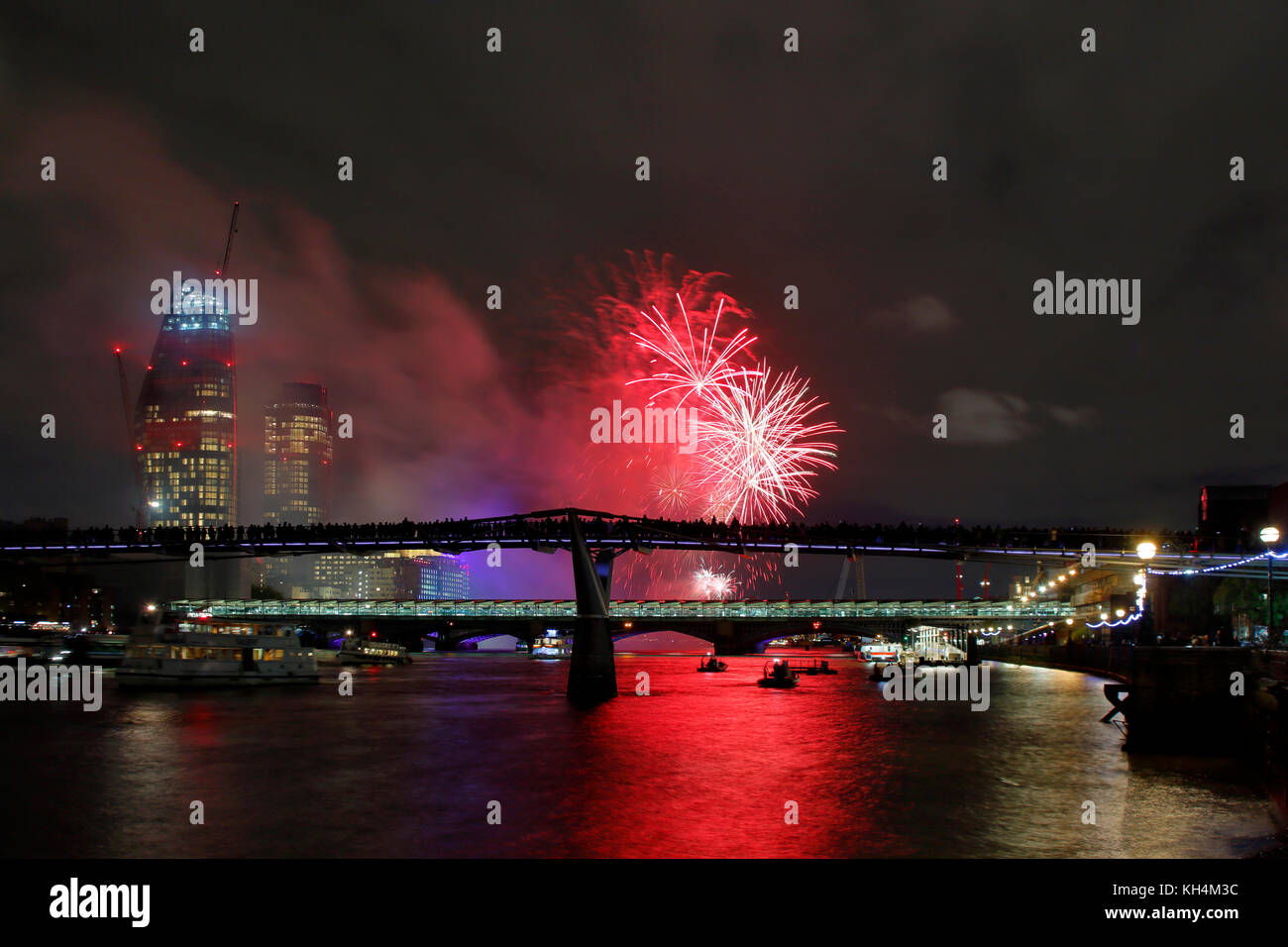 The Lord Mayors show firework display on the Thames, London, 11th ...