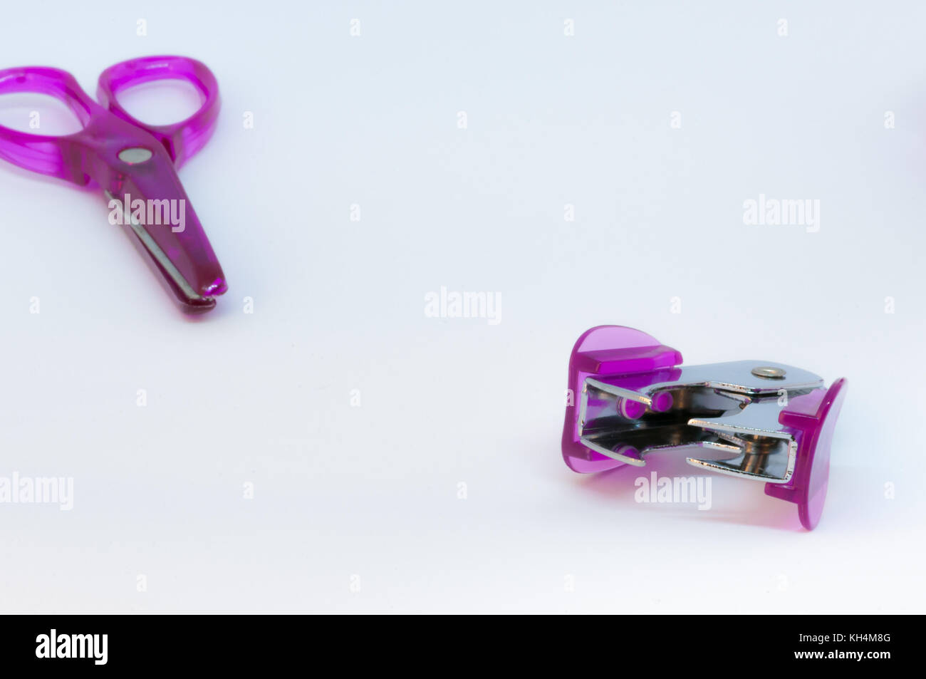 Purple office mini tools collection Stock Photo - Alamy