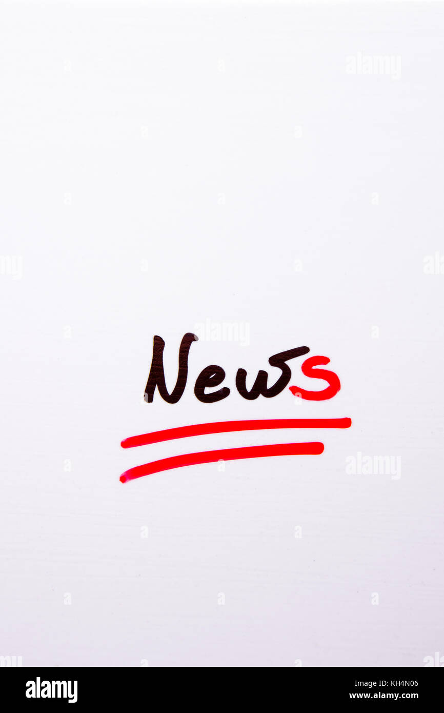 Handwritten word "News" on white background Stock Photo - Alamy