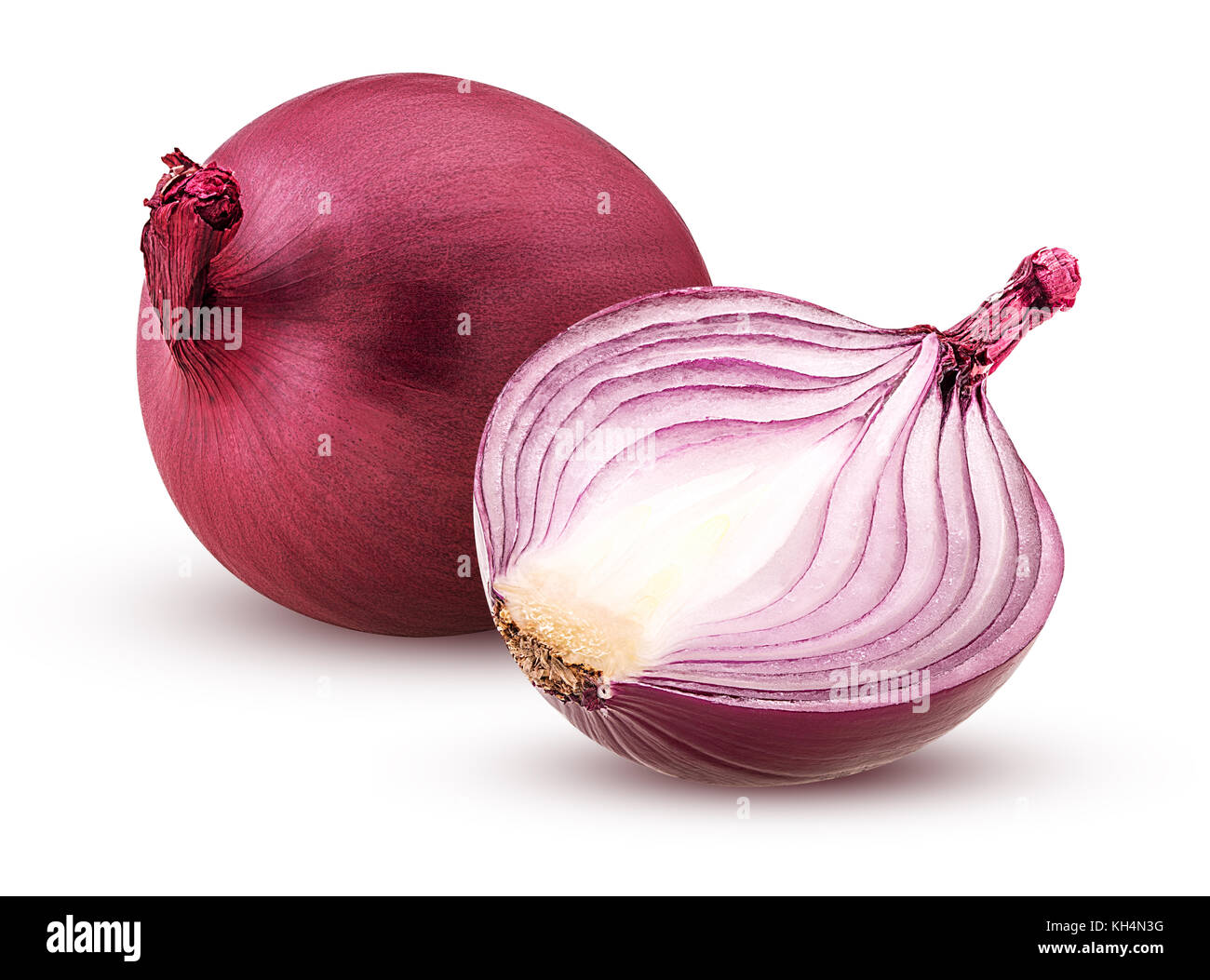 Red onion with cut in half isolated on white background. Clipping Path ...