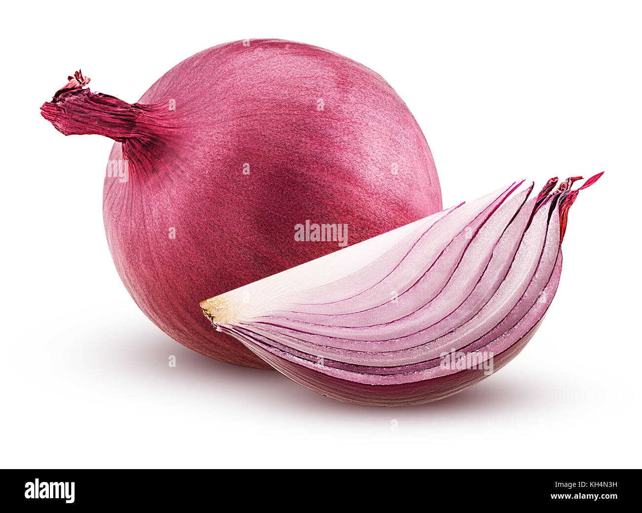 Red onion with slice isolated on white background. Clipping Path. Full ...