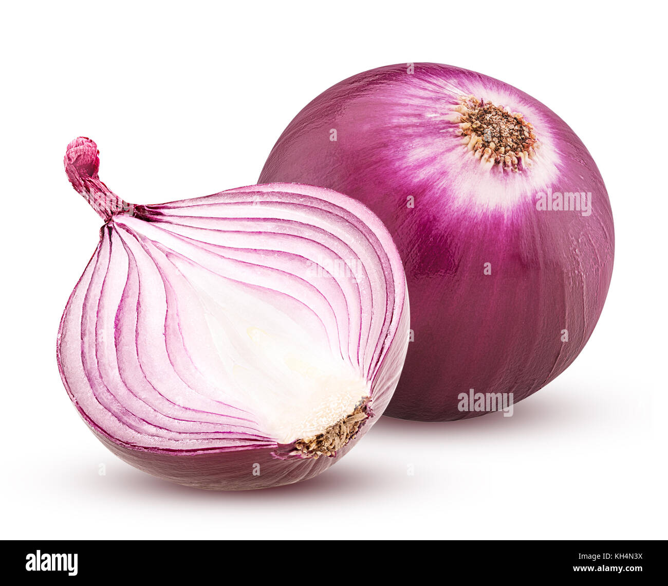Red onion with cut in half isolated on white background. Clipping Path ...