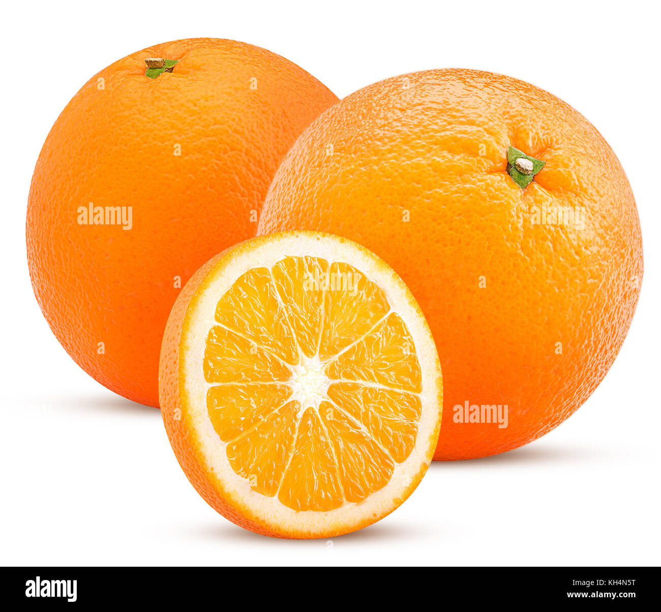 Two fresh mandarin with ring slice isolated on white background ...