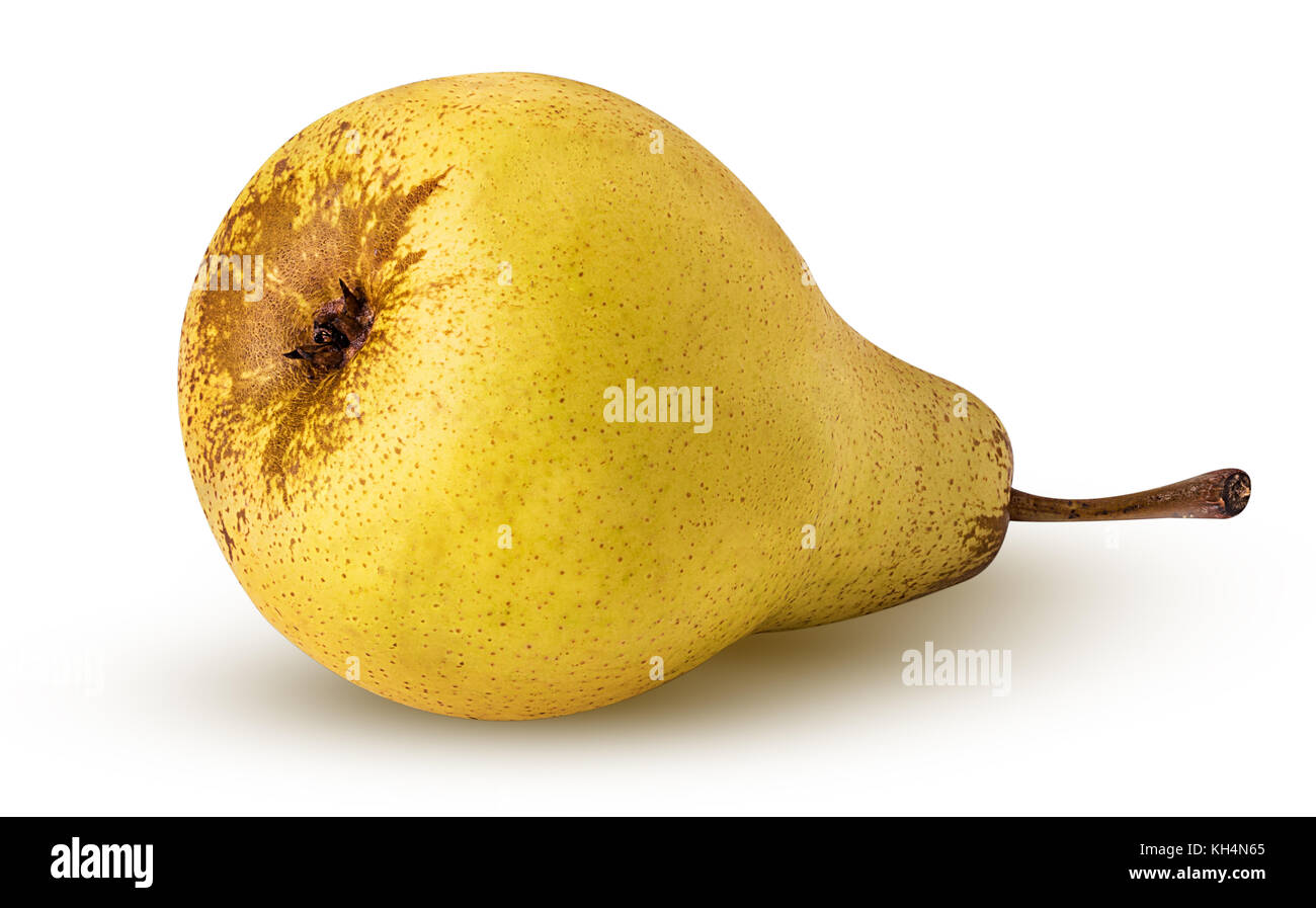 Fresh yellow pears cut in half isolated on white background. Clipping ...