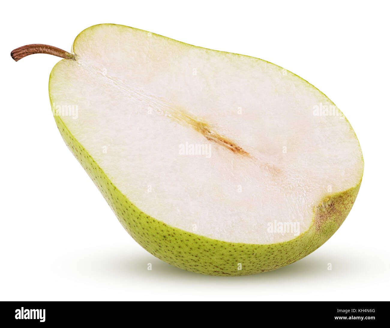 Fresh pears cut in half isolated on white background. Clipping Path ...
