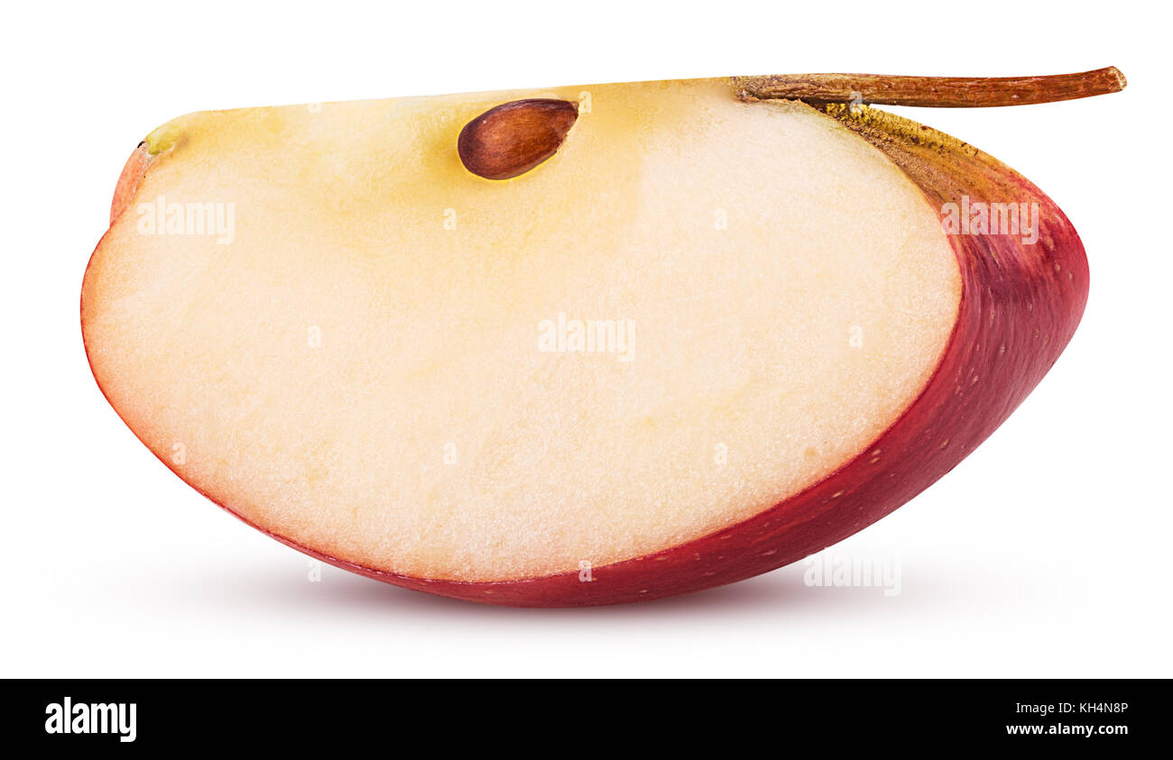 Red apple slice isolated on white background. Clipping Path Stock Photo ...