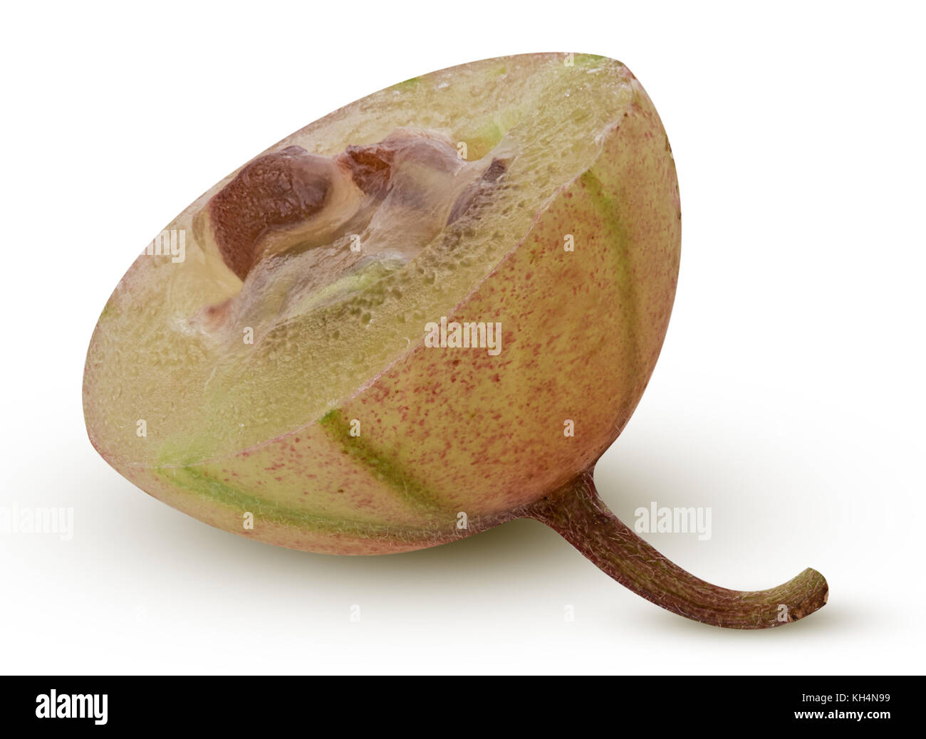 Ripe green gooseberry cut in half isolated on white background ...