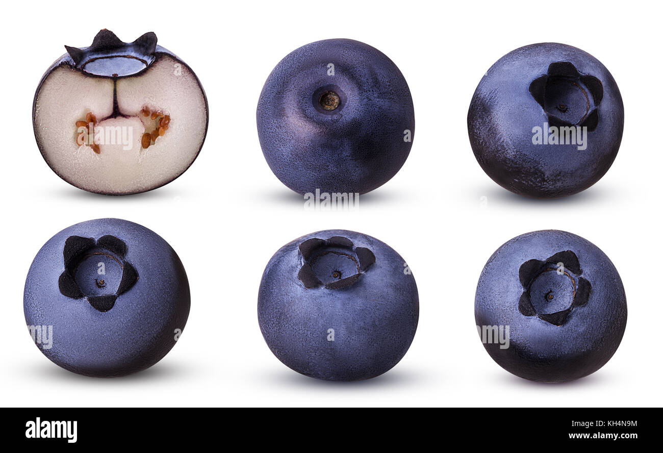 Set ripe blueberry isolated on white background. Clipping Path. Full ...