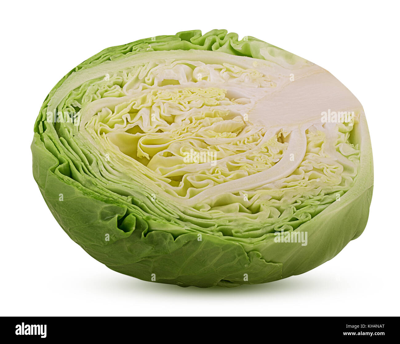 Green cabbage cut in half isolated on white background. Clipping Path ...