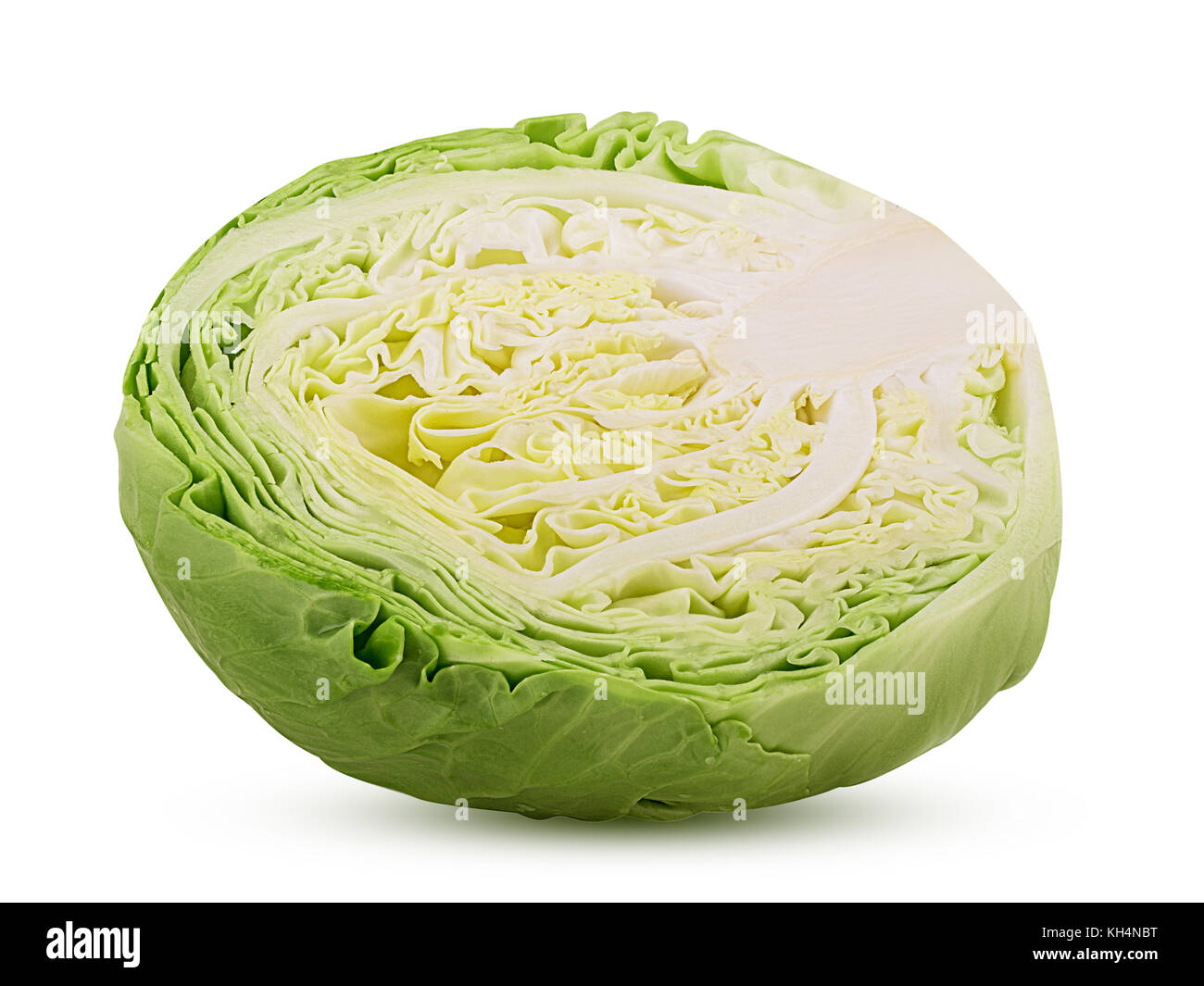 Green cabbage cut in half isolated on white background. Clipping Path ...