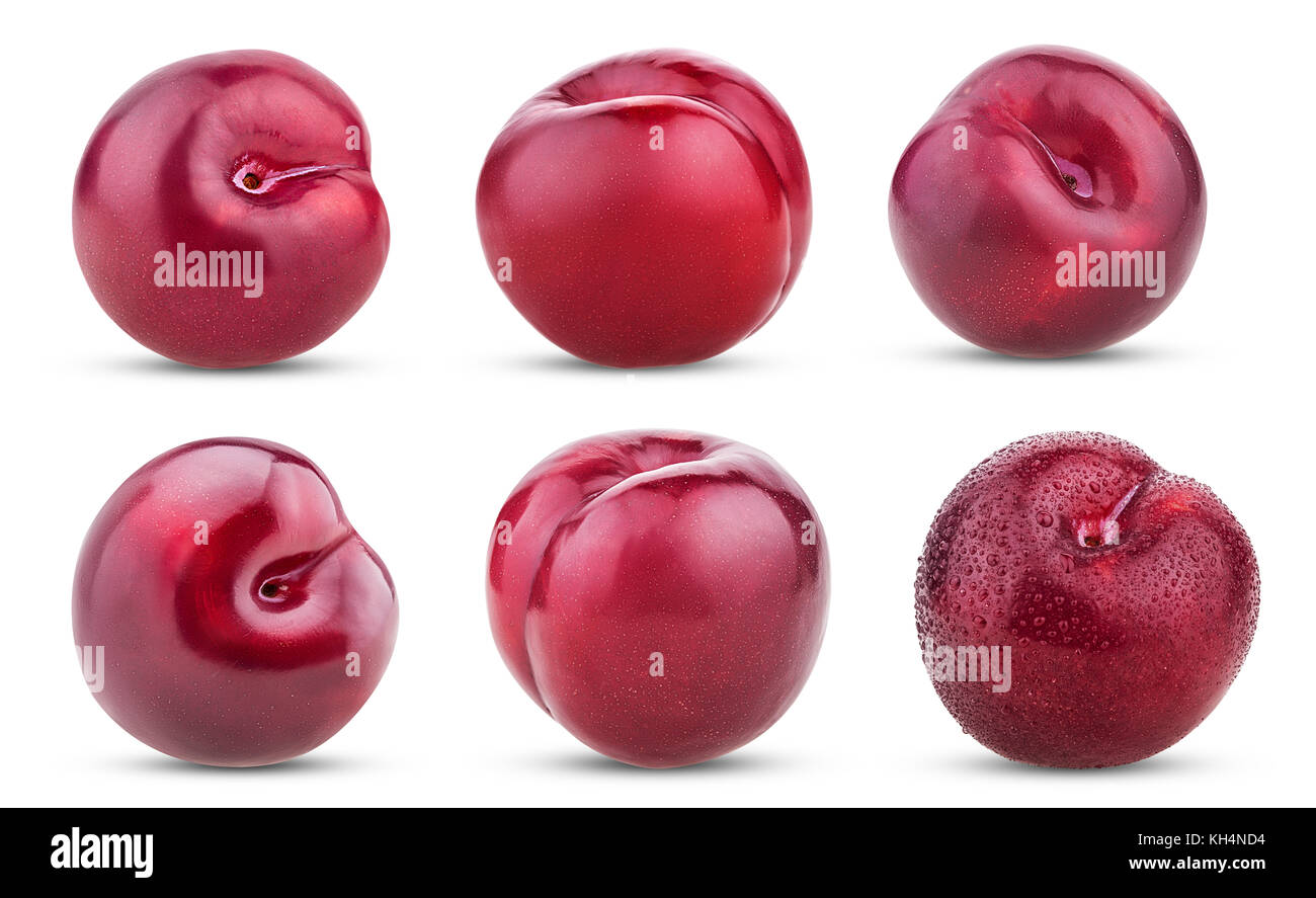 set whole fresh plum isolated on white background Clipping Path. Full ...