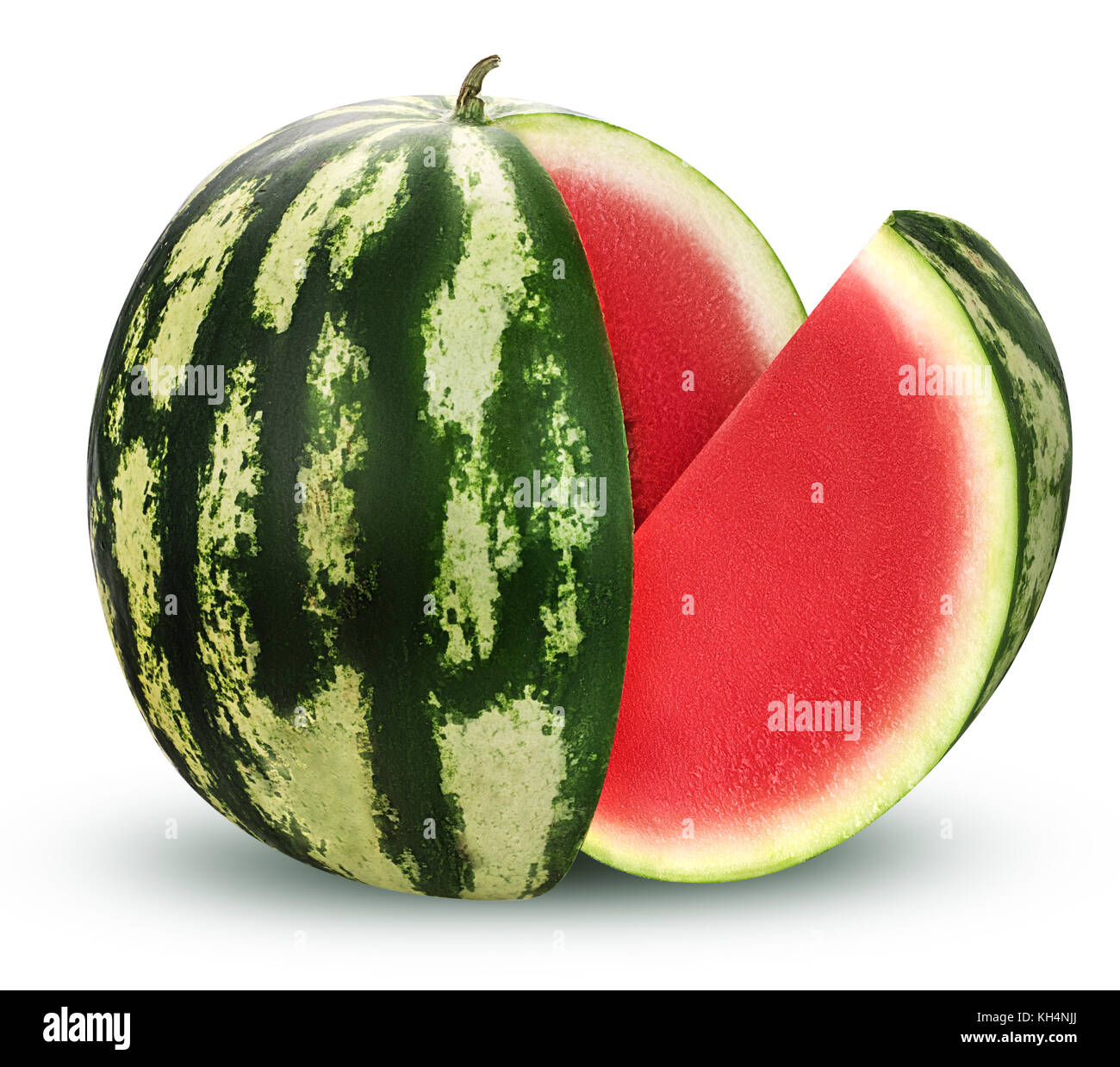 Ripe watermelon and slice isolated on white background. Clipping Path ...