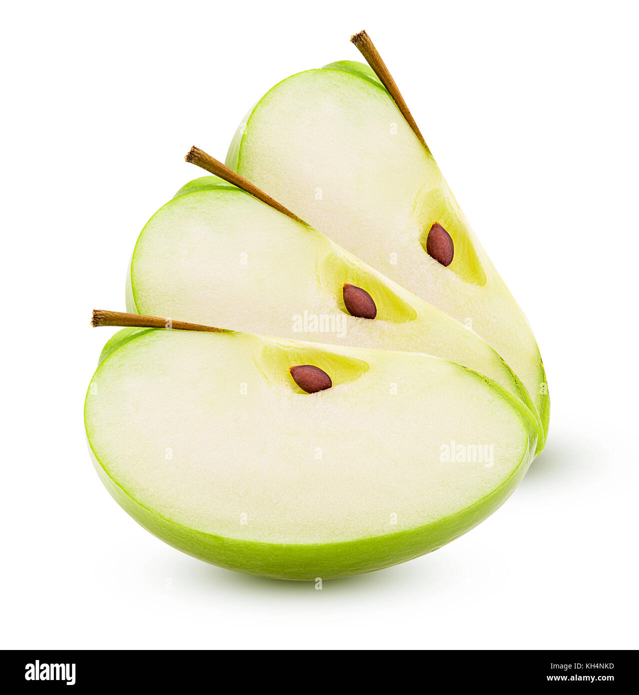 Three green apple slice isolated on white background Clipping Path ...