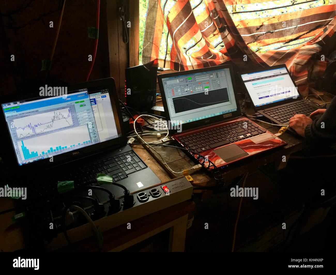 Computers connected to the apparatus outside for monitoring air quality ...