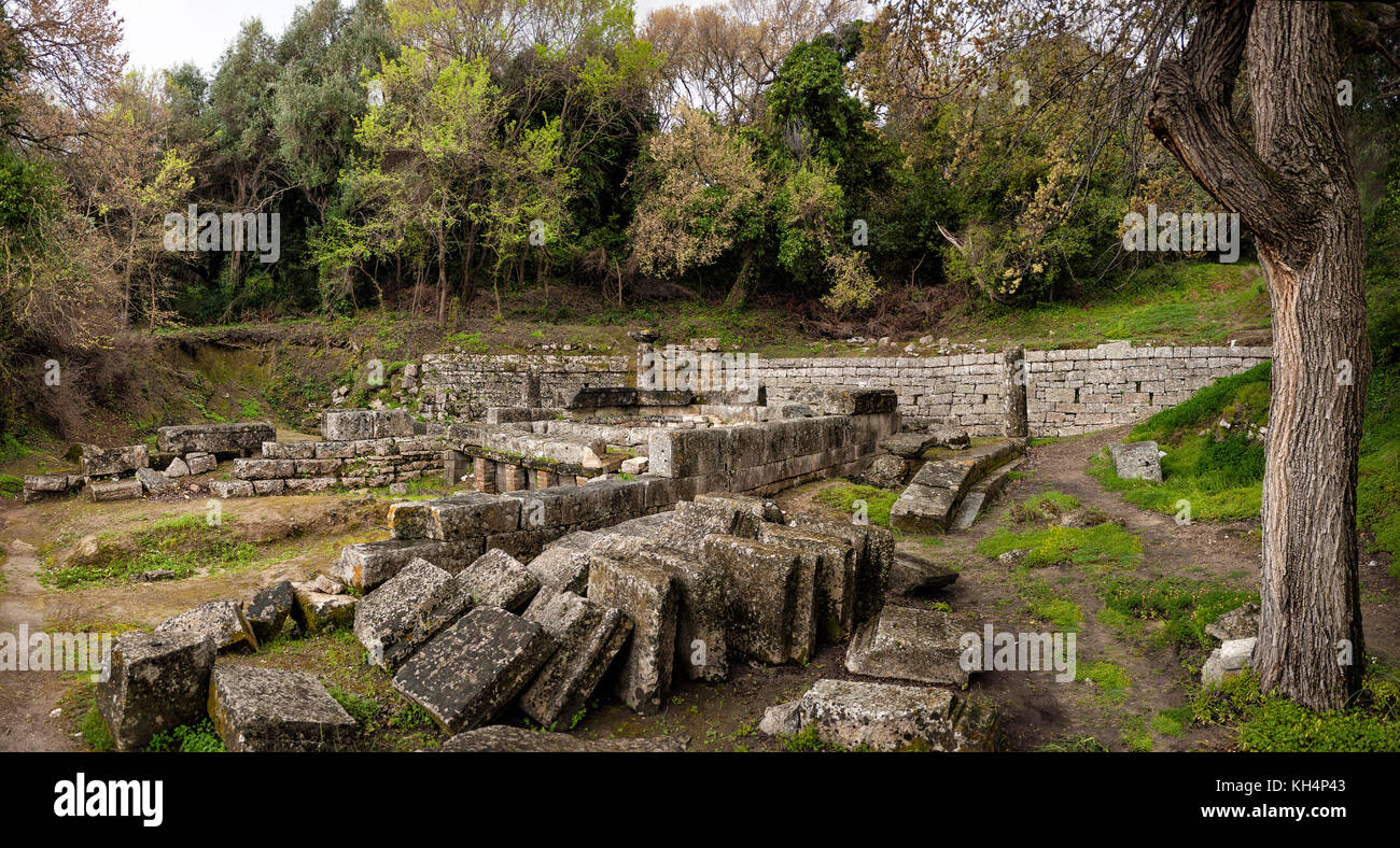 ruins of an ancient temple in Corfu island in Greece Stock Photo - Alamy