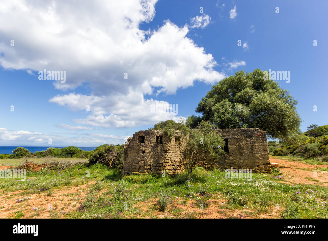 old small fort at the southest point of the island Zakynthos Stock ...