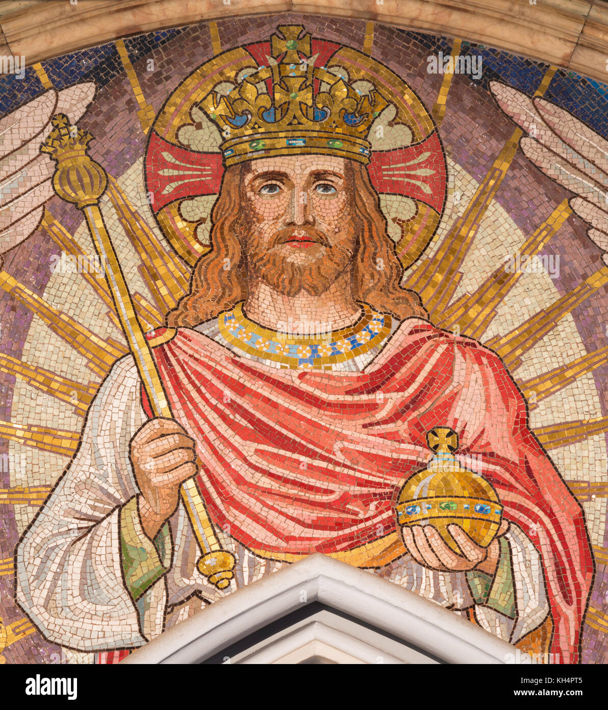 LONDON, GREAT BRITAIN - SEPTEMBER 19, 2017: The mosaic of Jesus the ...