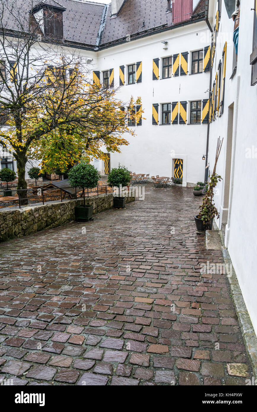 Courtyard scene in the Festung Fortress in the old medieval city of ...