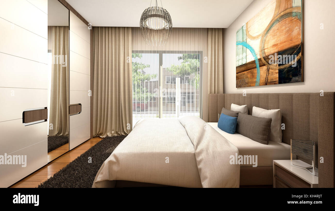 3D realistic view and render of interior design Stock Photo - Alamy