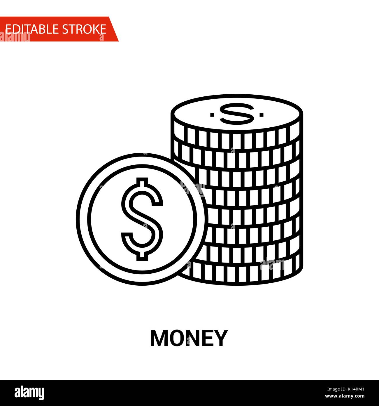 Money Icon. Thin Line Vector Illustration - Adjust stroke weight ...