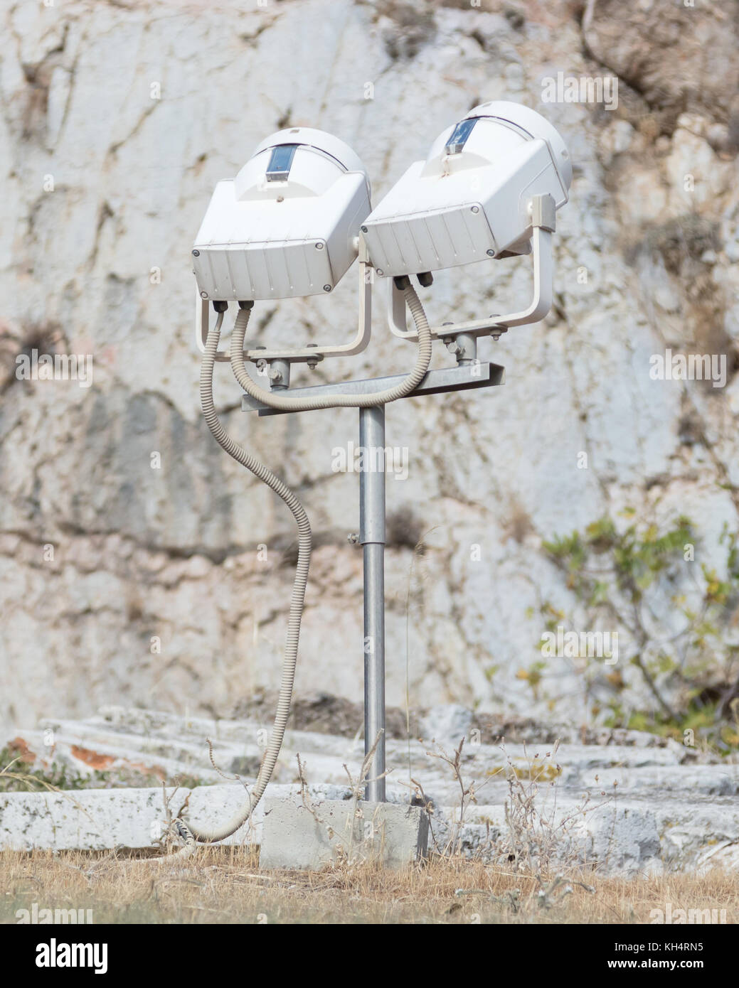 Large white spotlights used for the Acropolis in Greece Stock Photo - Alamy