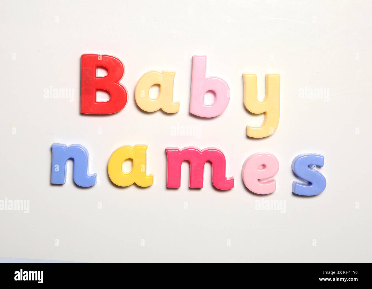 baby names spelt in magnet letters Stock Photo - Alamy