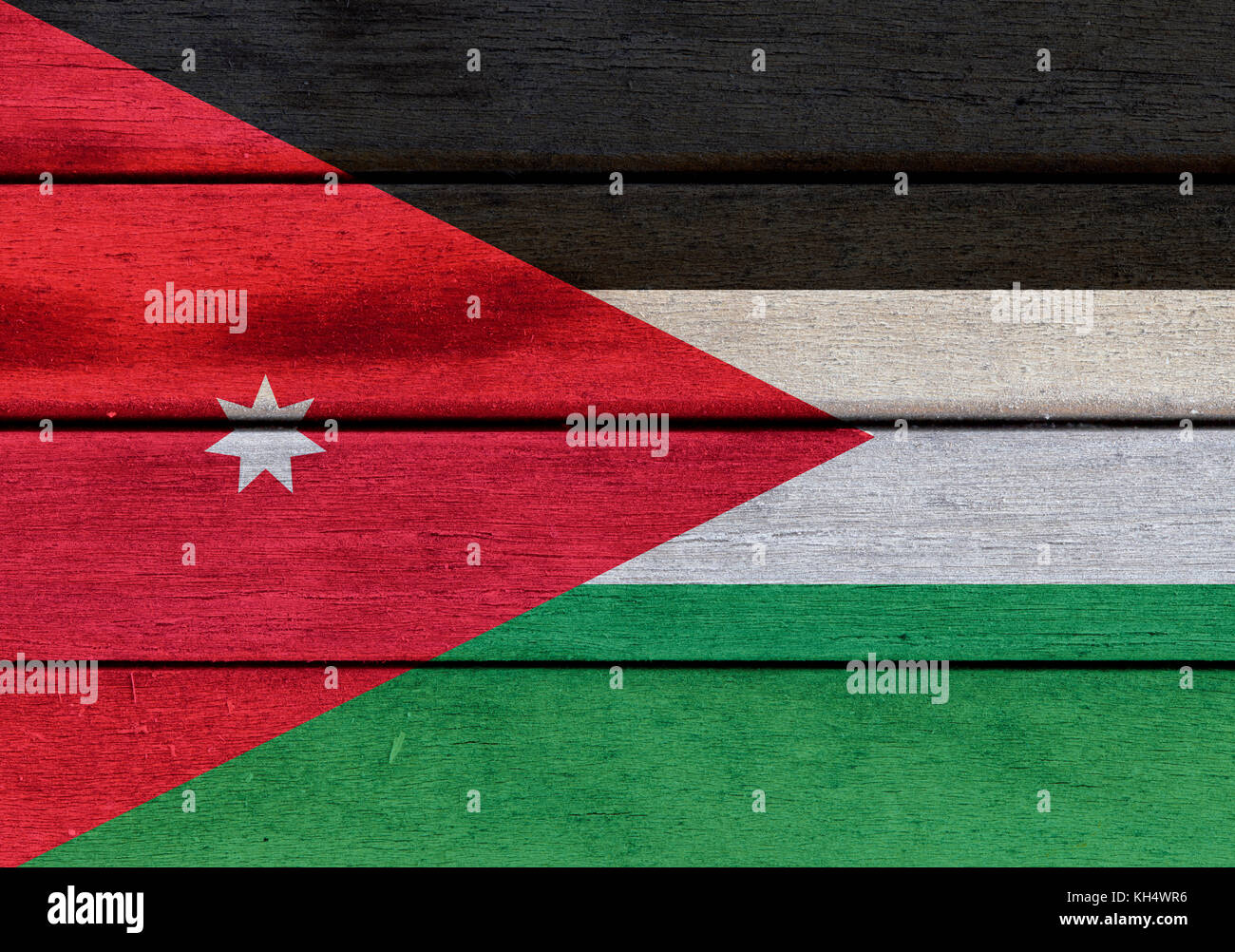 Illustration of Jordan flag over a wood surface Stock Photo - Alamy