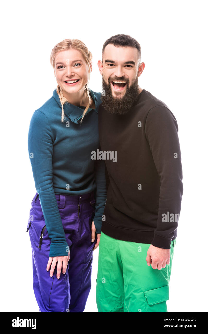 couple in snowboarding clothes Stock Photo - Alamy