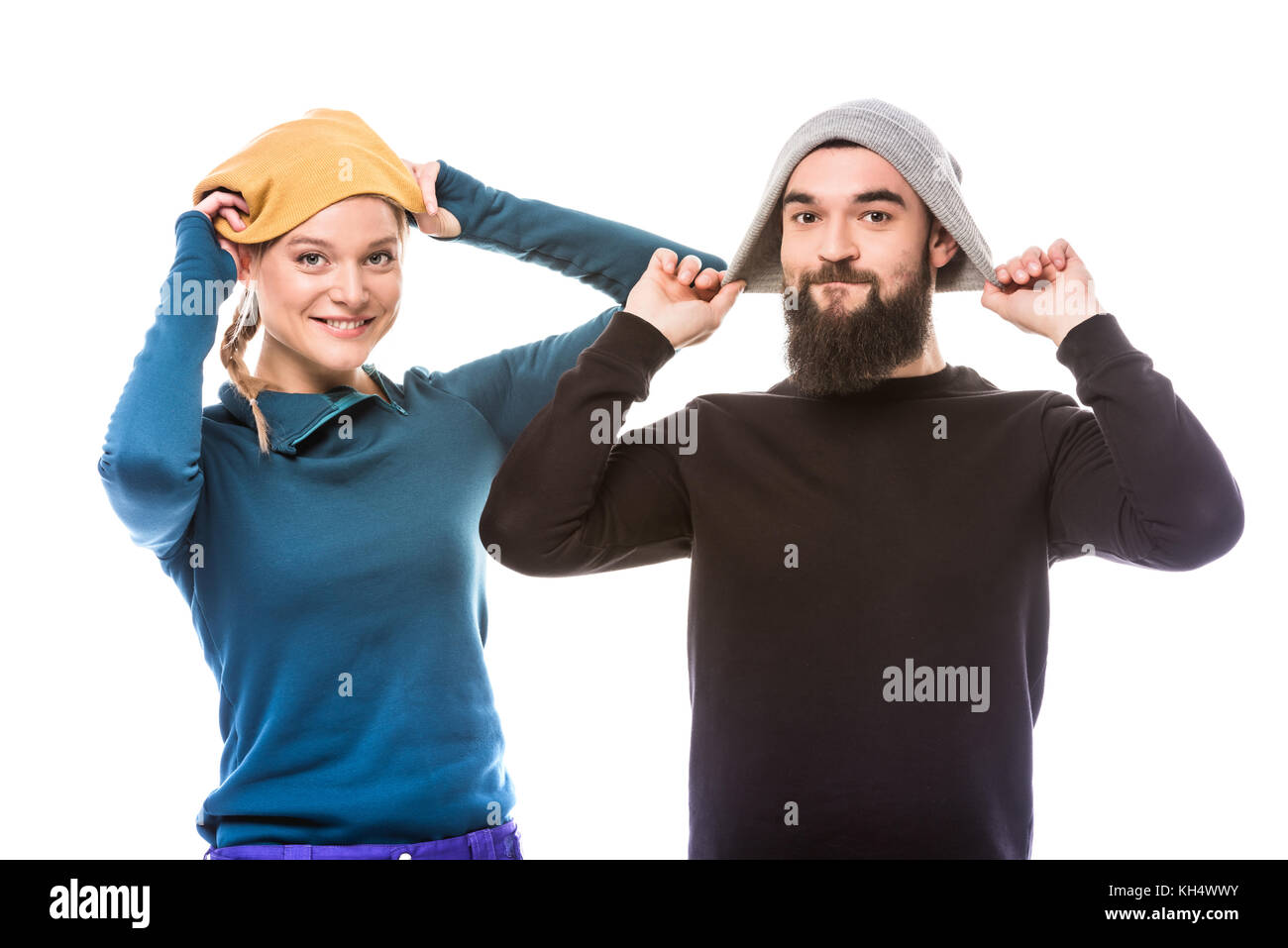 young couple in hats Stock Photo - Alamy