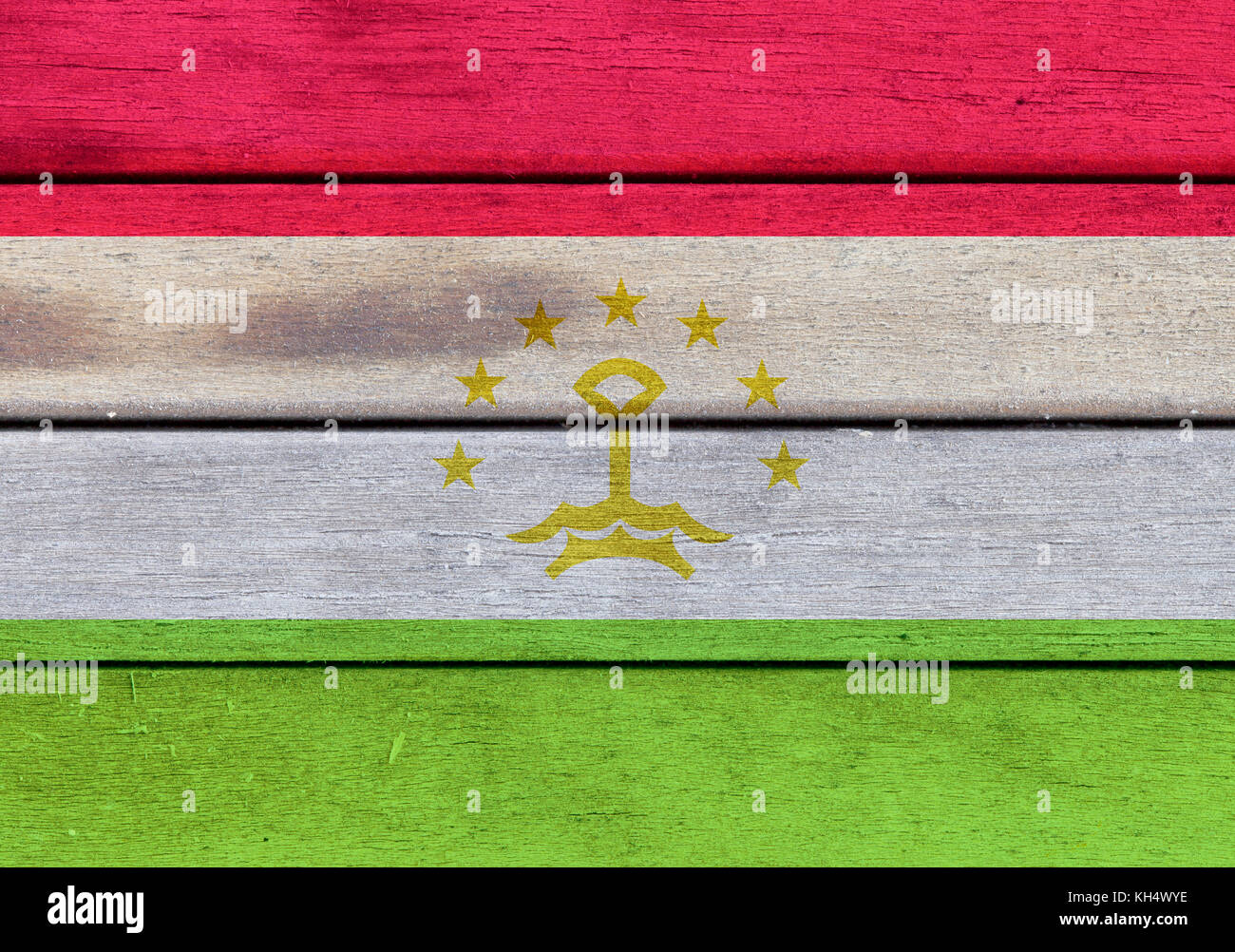 Illustration of Tajikistani flag over a wood surface Stock Photo - Alamy