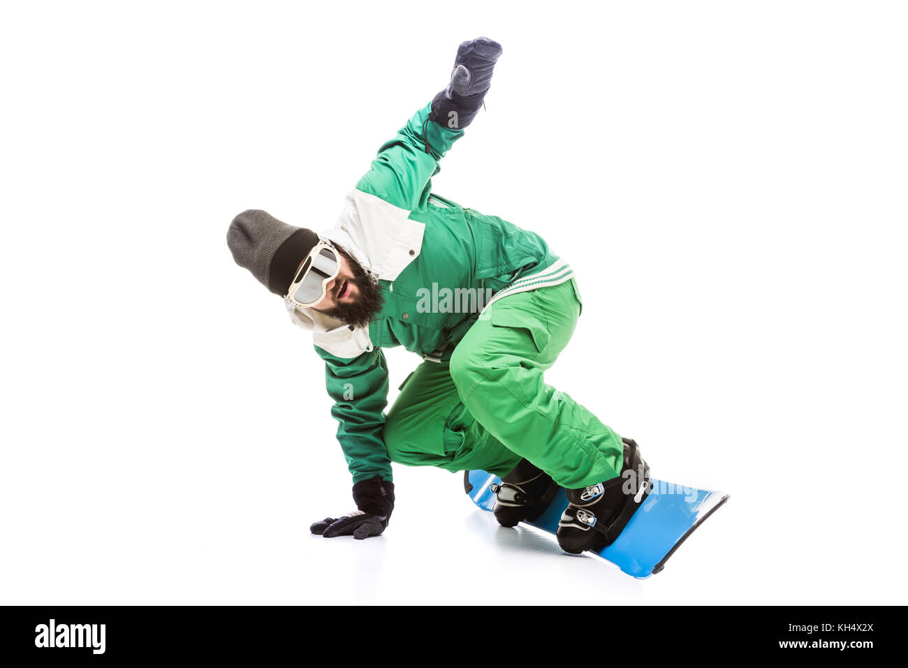 man sliding on snowboard Stock Photo - Alamy