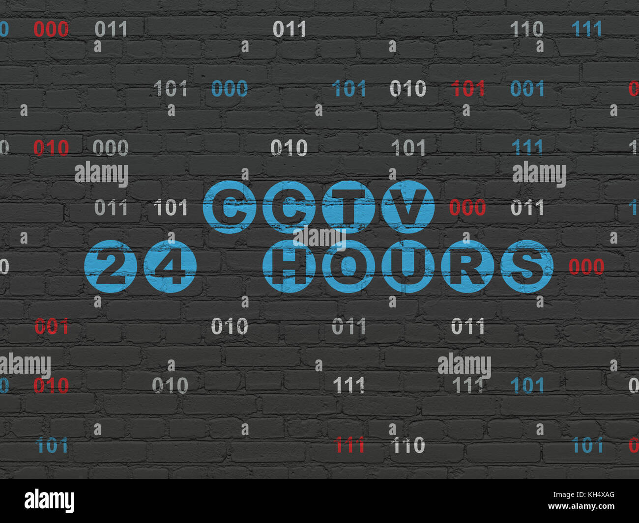 Safety concept: CCTV 24 hours on wall background Stock Photo - Alamy