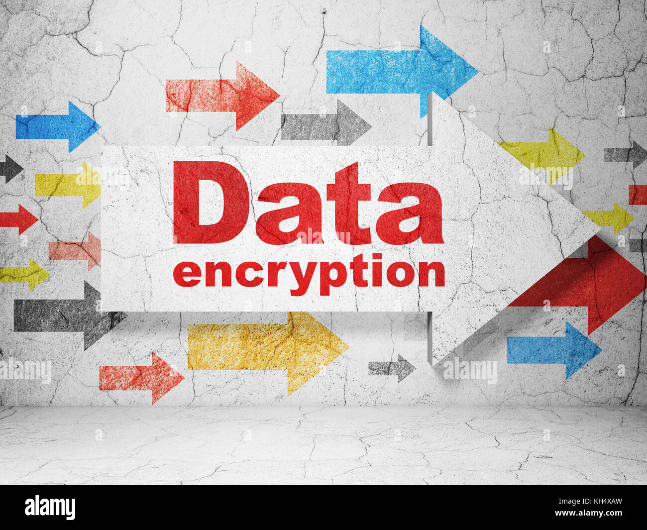 Safety concept: arrow with Data Encryption on grunge wall background ...