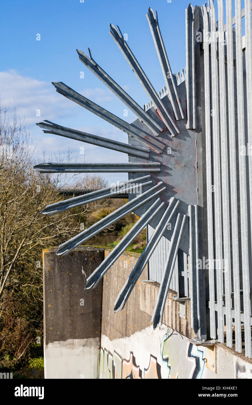 Leigh Flood defence barrier on the River Medway which cuts through ...
