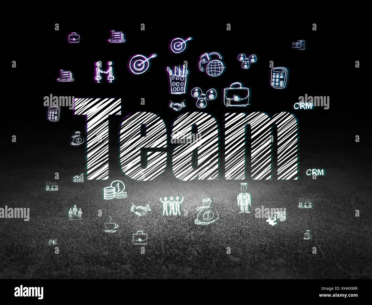 Business concept: Team in grunge dark room Stock Photo - Alamy