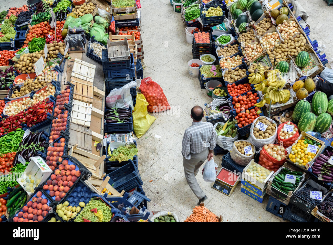 Top view of popular Melike Hatun Bazaar or kadinlar pazari(Women Bazaar ...