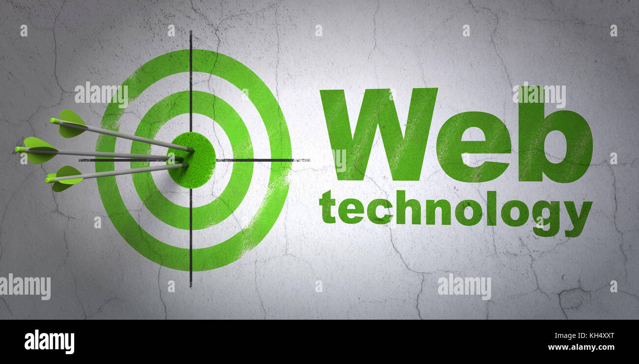 Web development concept: target and Web Technology on wall background ...