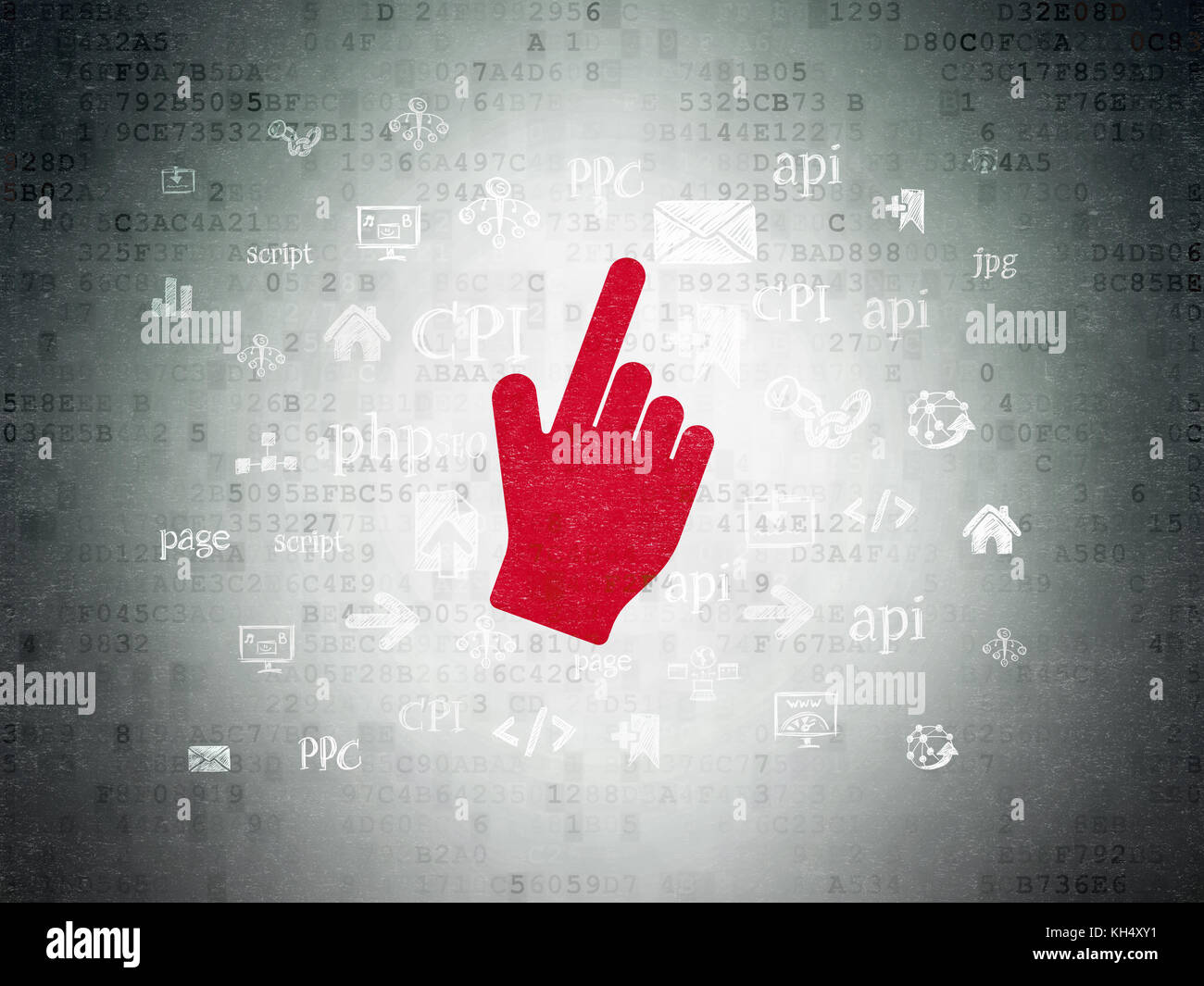 Web development concept: Mouse Cursor on Digital Data Paper background ...