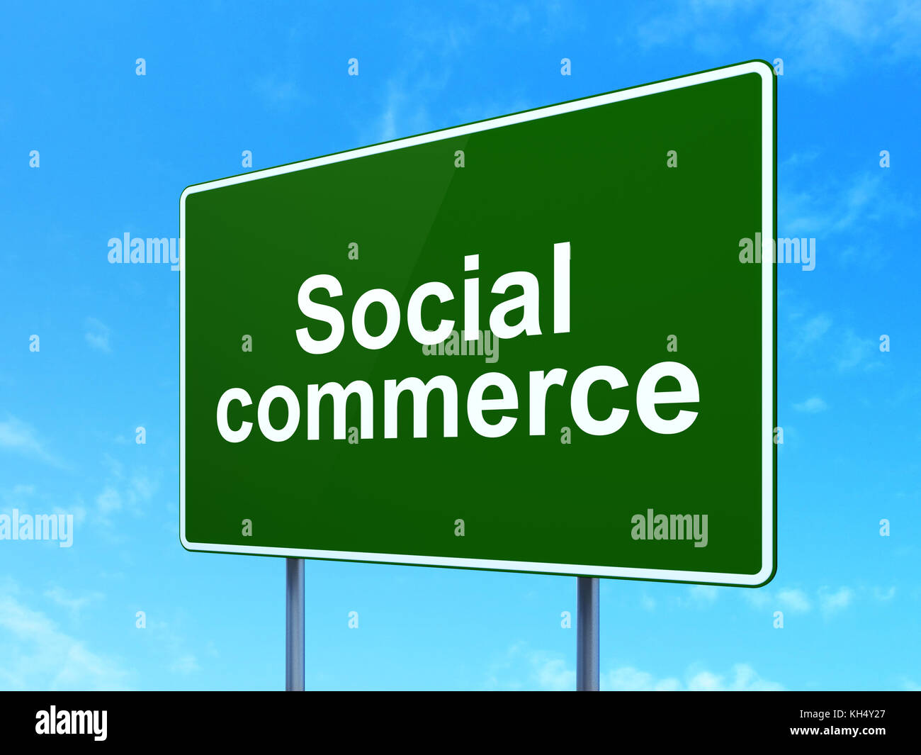 Advertising concept: Social Commerce on road sign background Stock ...