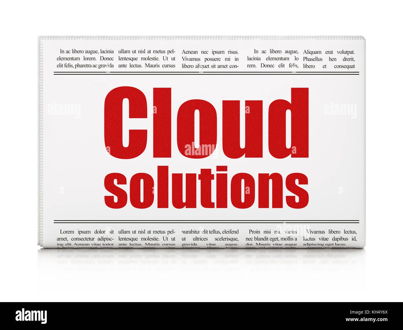 Cloud computing concept: newspaper headline Cloud Solutions Stock Photo ...