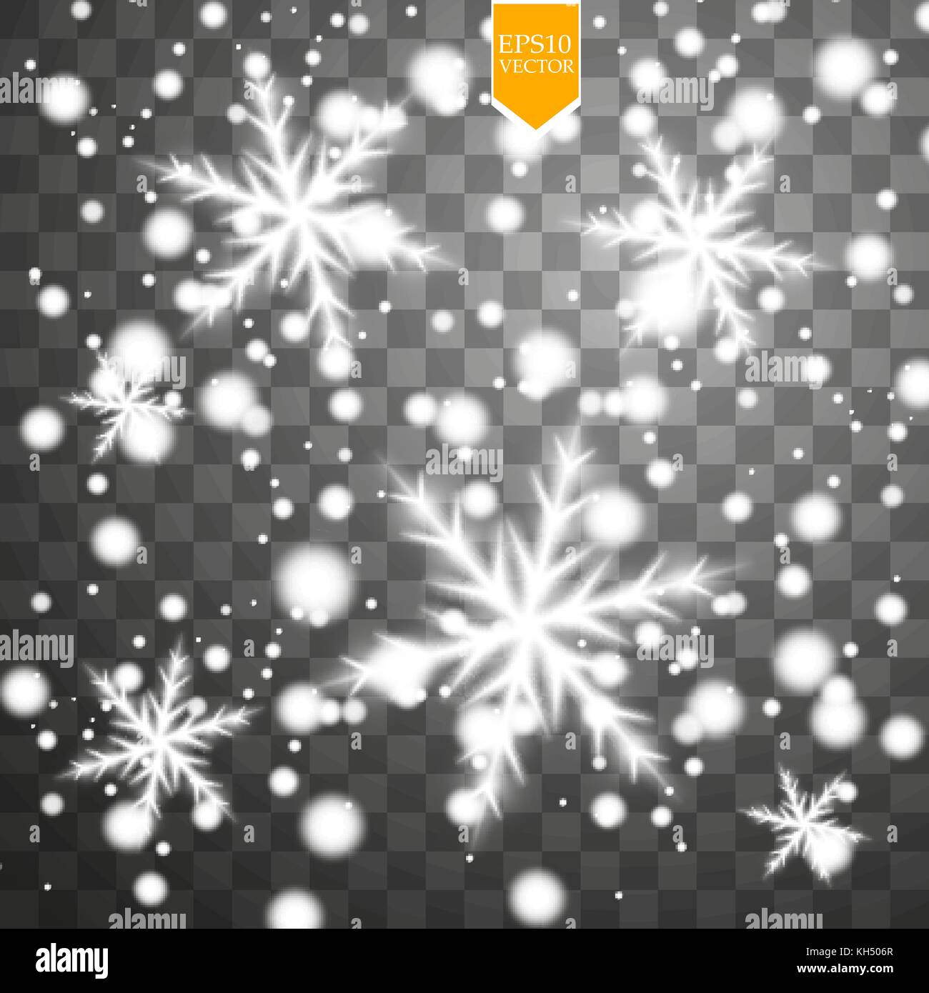 Shine white snowflake with glitter isolated on transparent background ...