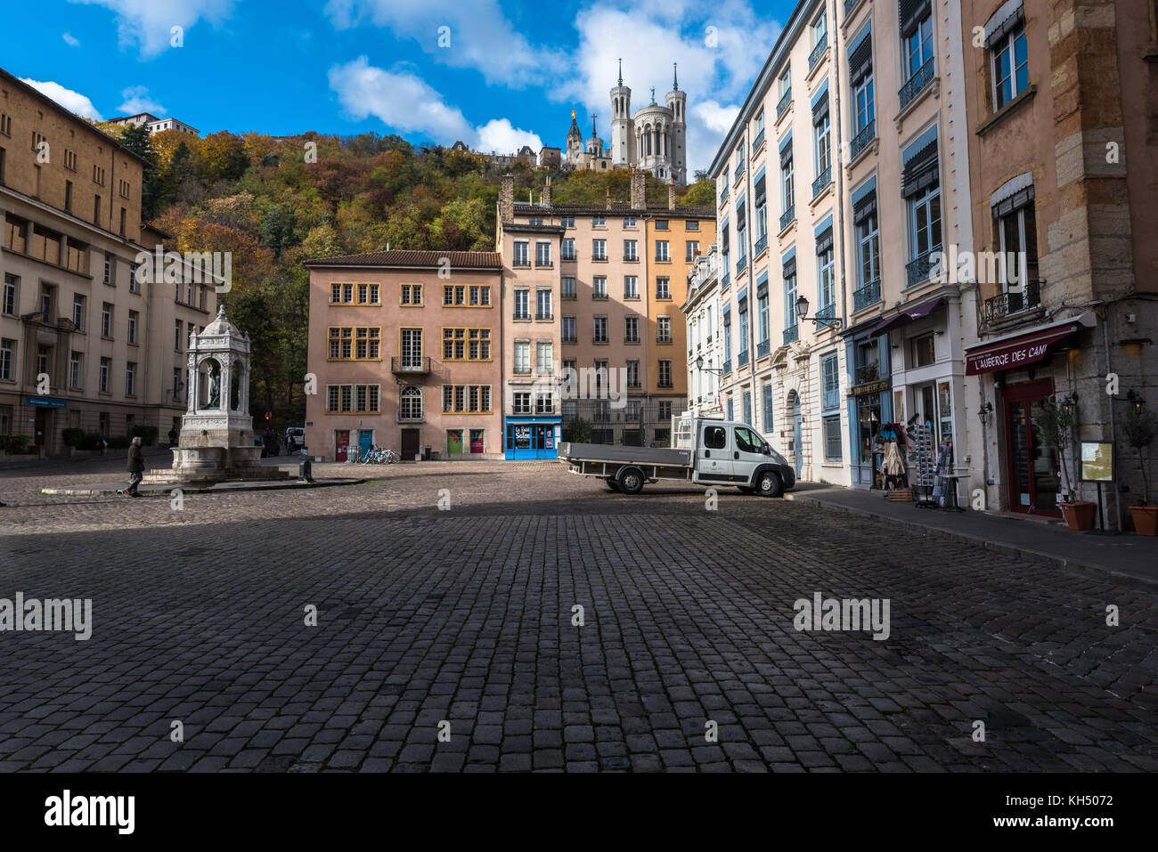 Lyon, France--November 6, 2017--Shops and Restaurants in the Old City ...