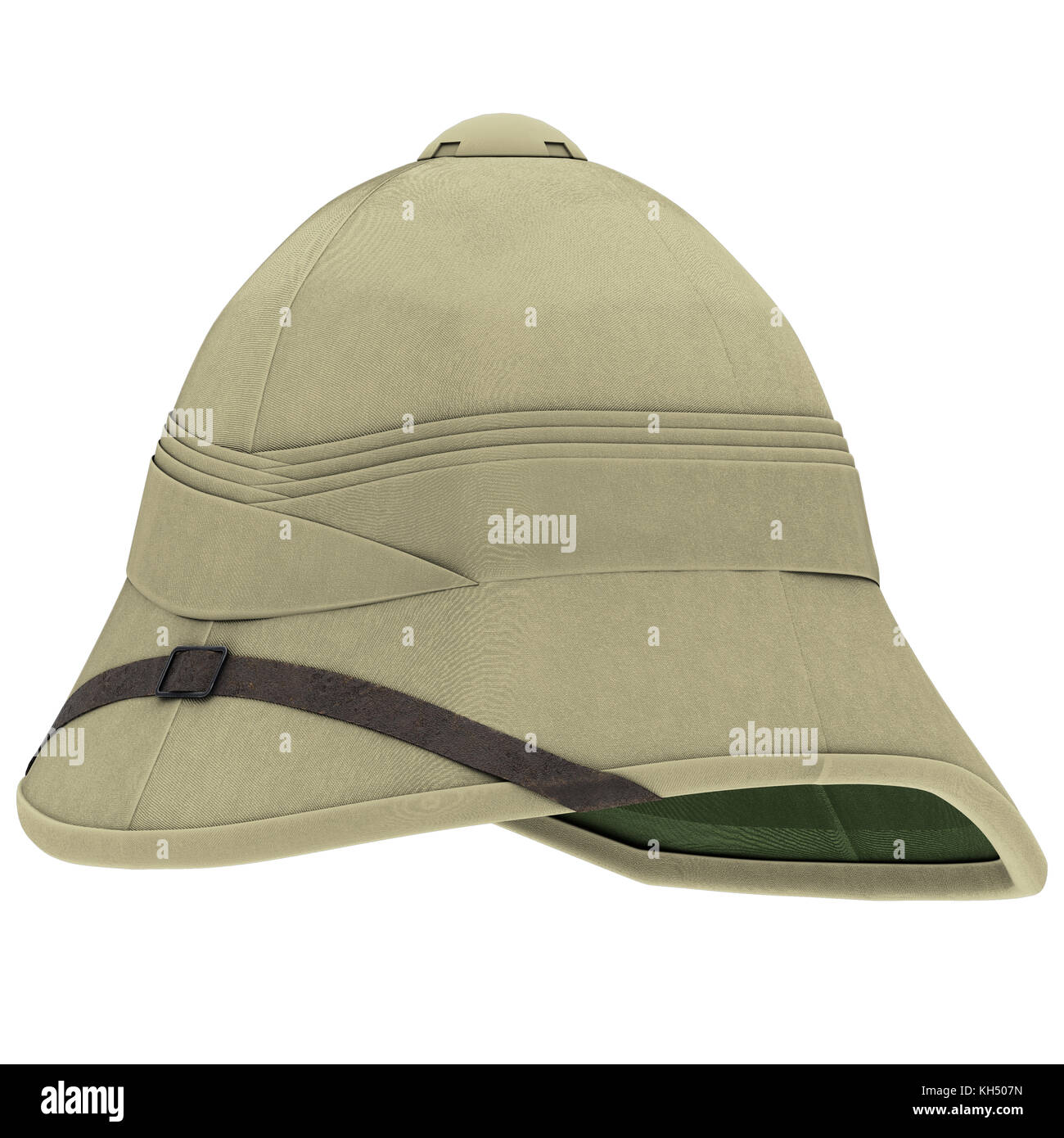 Classic Cork Pith Helmet. Perspective view. Equipment for safari or ...