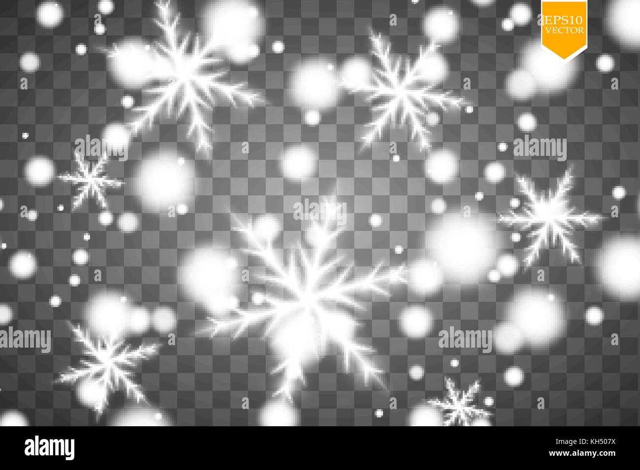 Shine white snowflake with glitter isolated on transparent background ...